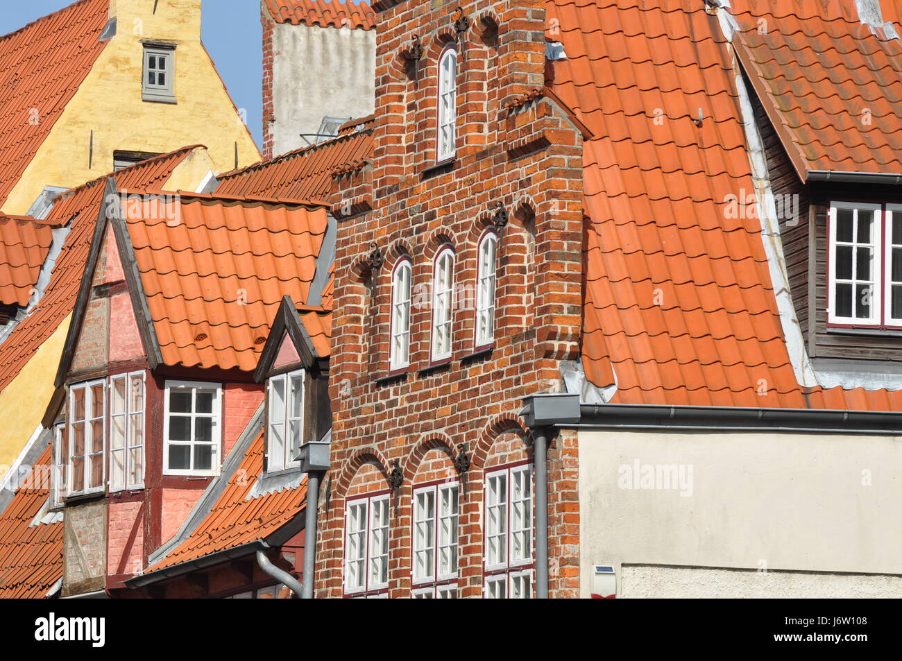 old town Hanseatic city facade luebeck brick middle ages window ...