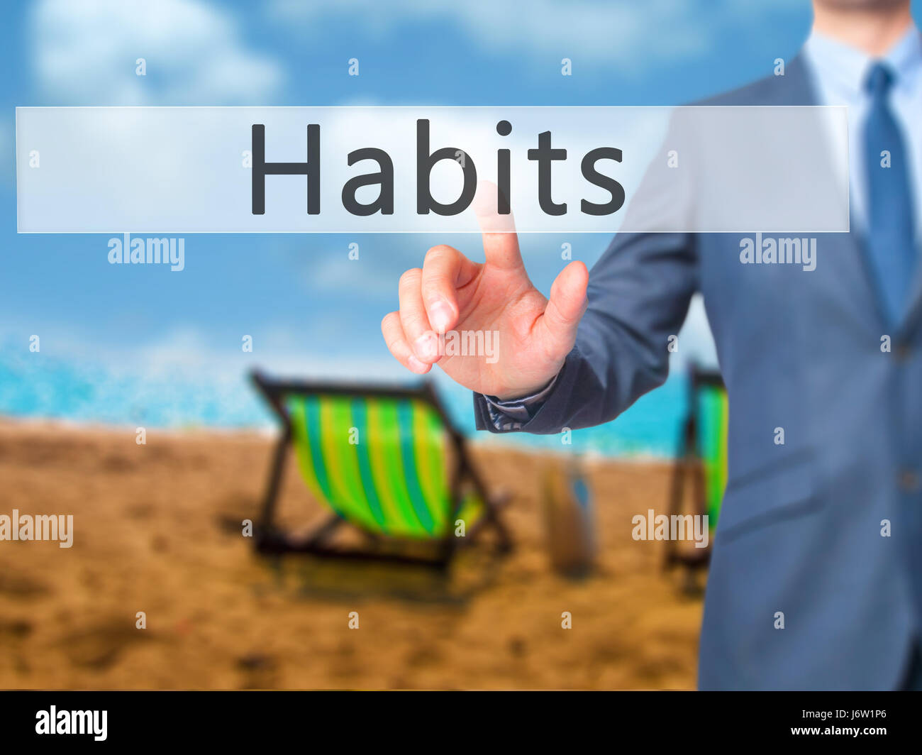Habits - Businessman hand pressing button on touch screen interface ...