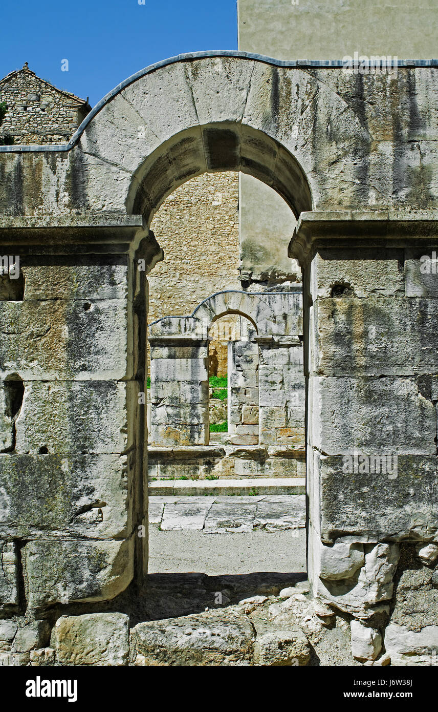 gate of augustus in nimes in france Stock Photo - Alamy