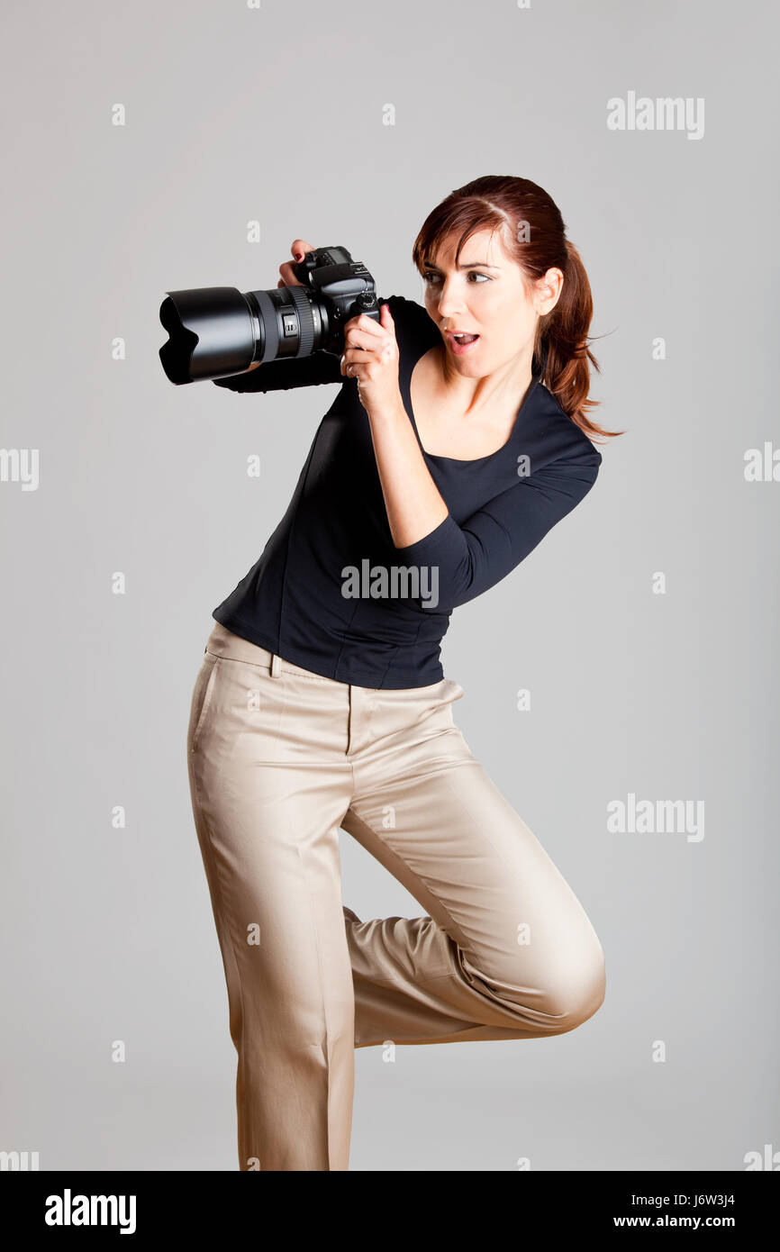 woman beautiful beauteously nice photo camera photographer shooting ...