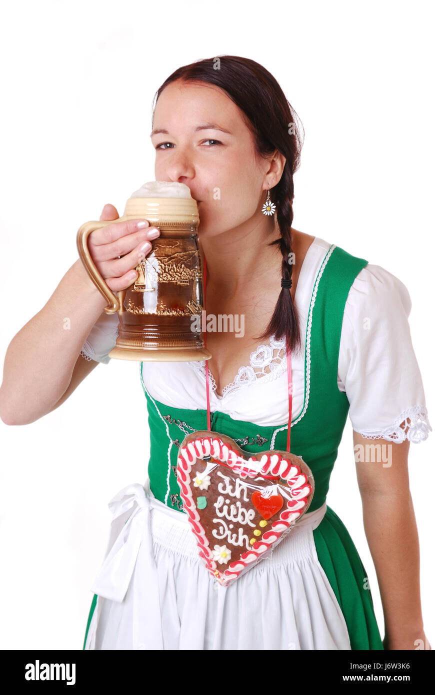 woman drink drinking bibs beer Octoberfest dirndl girl girls laugh ...