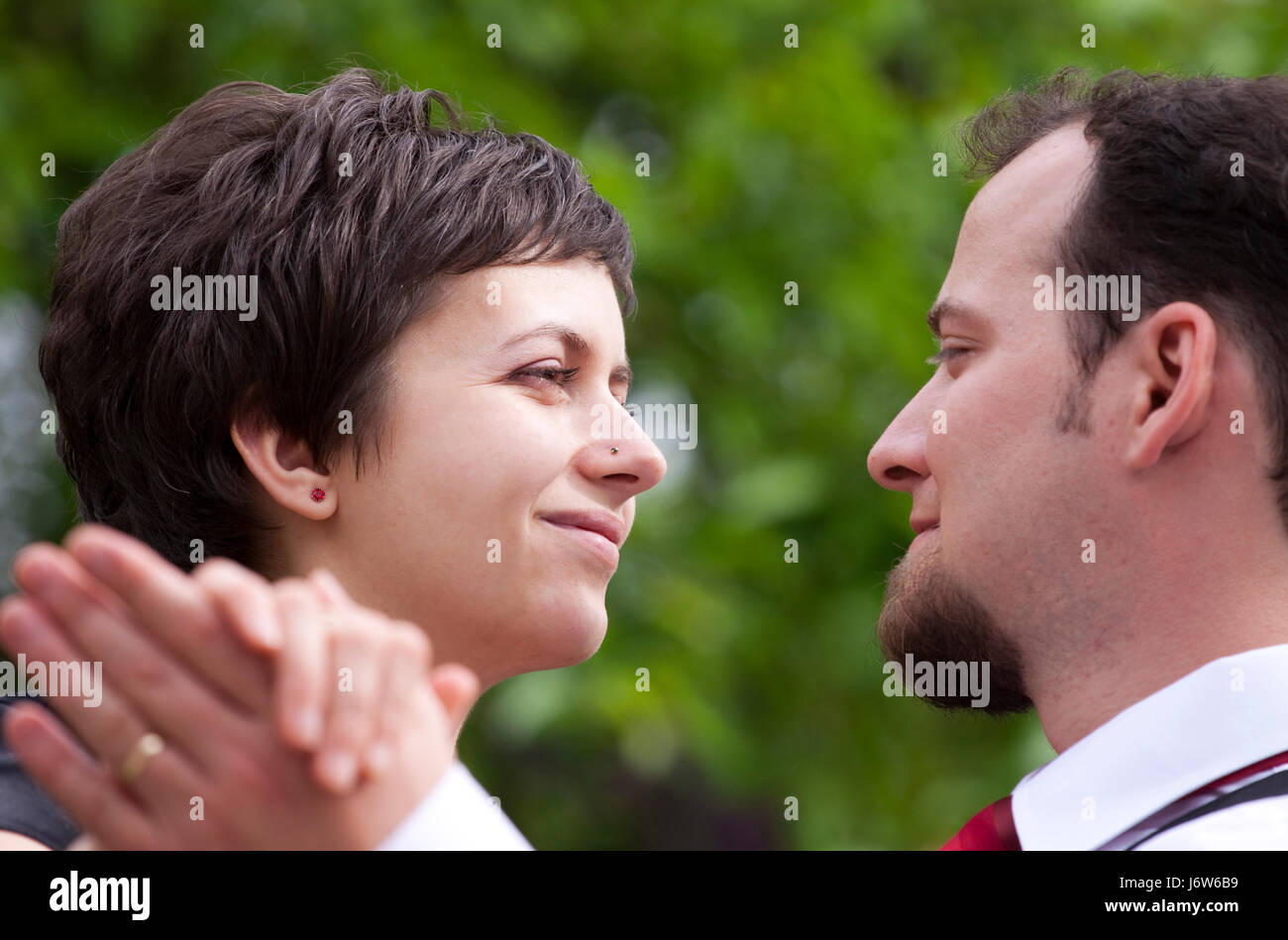 woman delighted unambitious enthusiastic merry radiant with joy joyful ...
