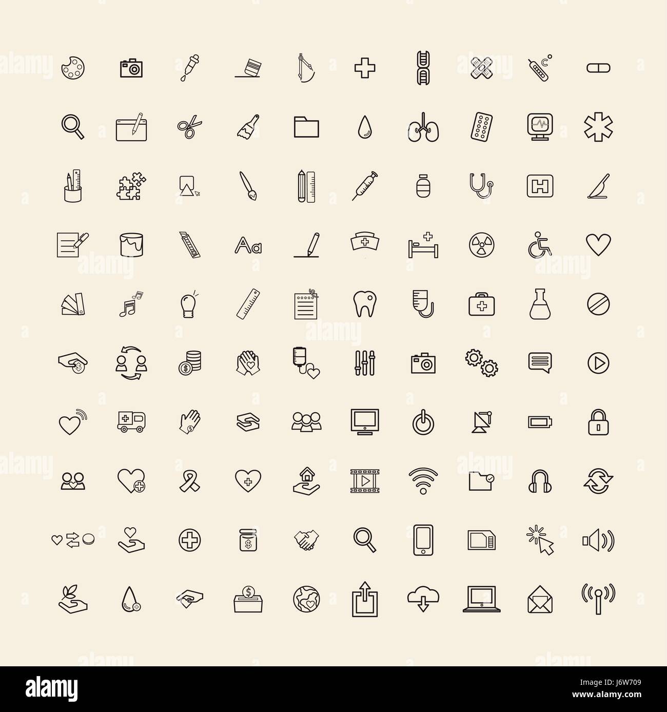 User interface vector icons mixed set collection Stock Vector Image ...