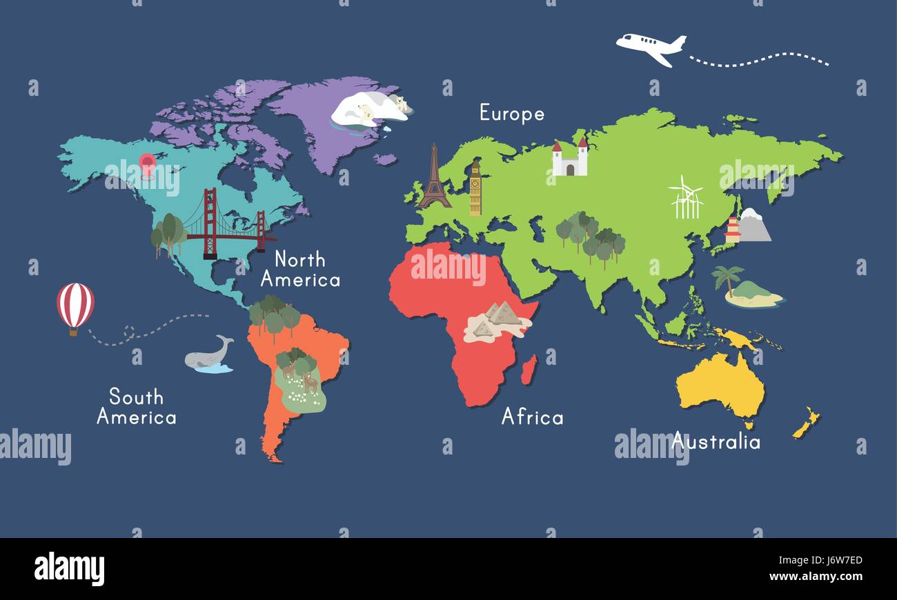 World Continent Map Location Graphic Illustration Stock Vector Image ...