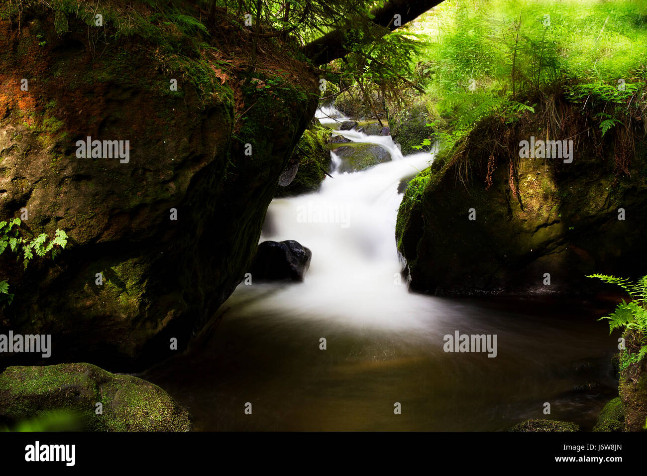 brook with small waterfall Stock Photo - Alamy