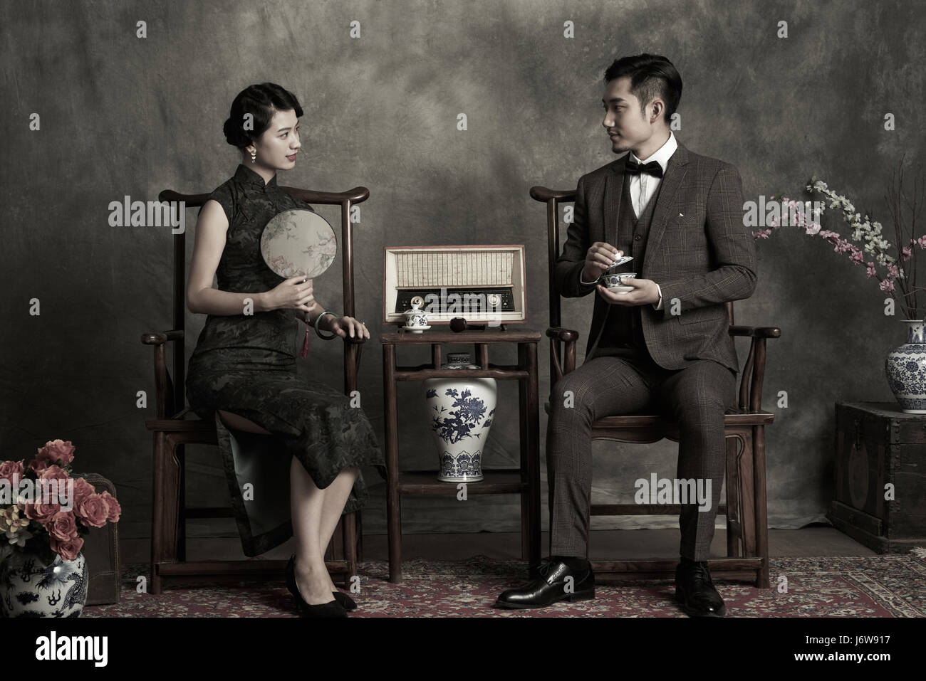 The classical gentleman and the beautiful woman Stock Photo - Alamy