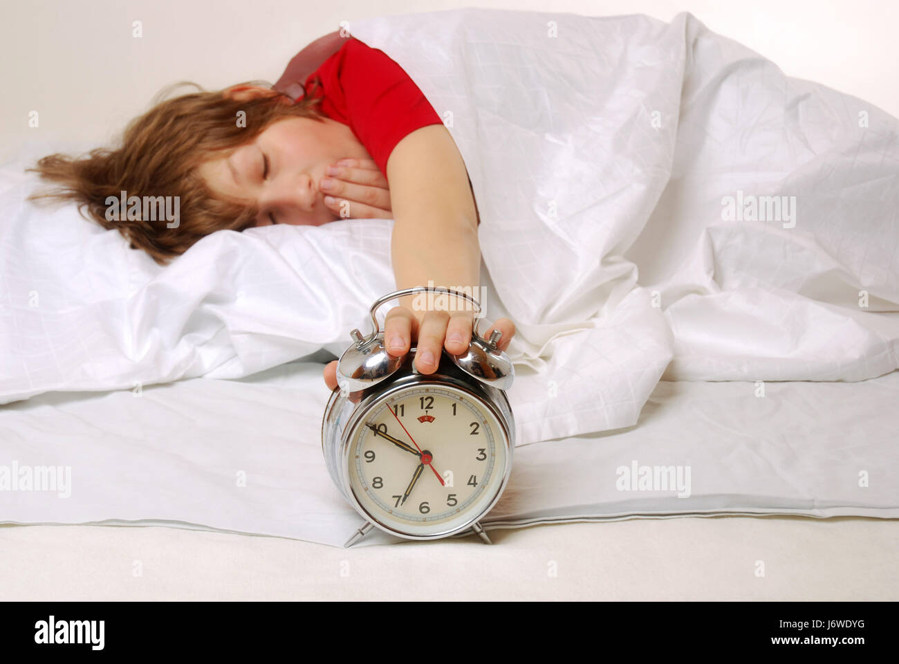 bed sleep sleeping in the evening in the morning wake clock alarm clock ...