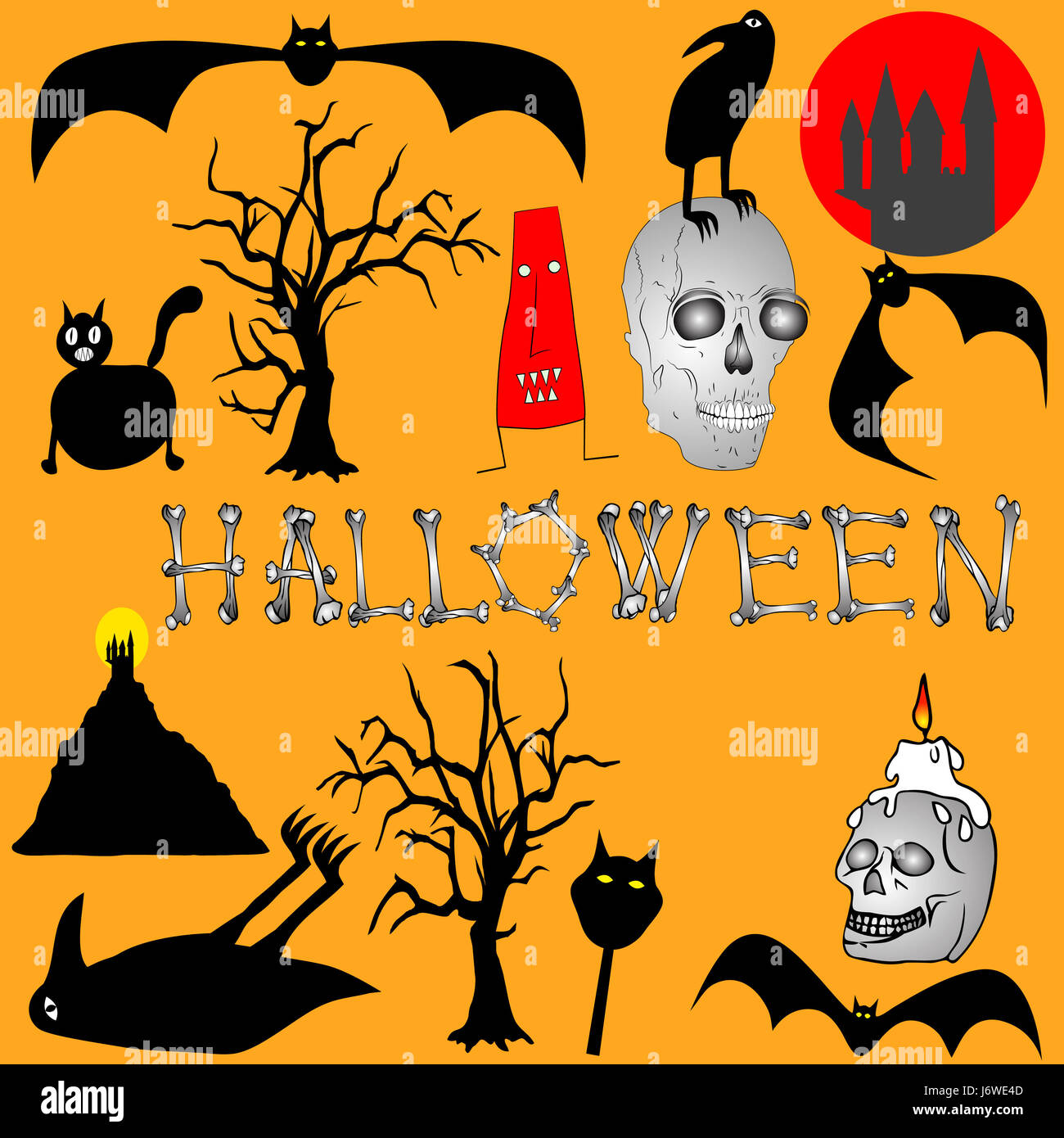 skull scary bone halloween spooky horror macabre tree graphic candle ...