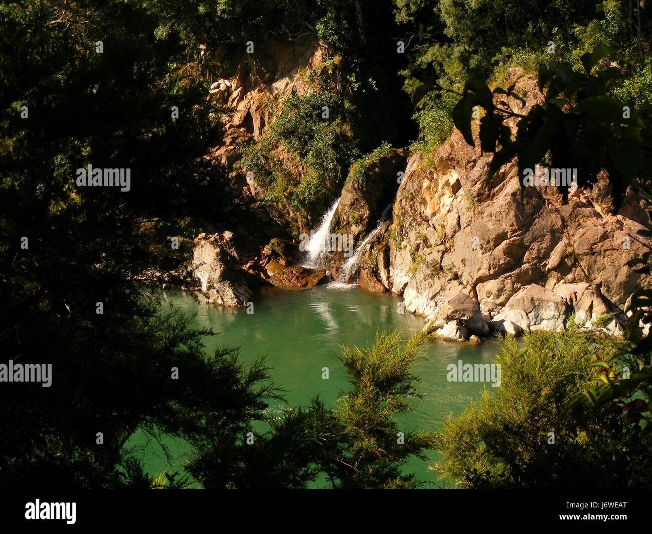 waterfall new zealand steep idyll mountain river water danger flow ...