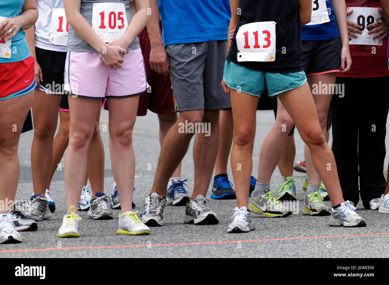 Runners at the starting line of a 5K race Stock Photo - Alamy