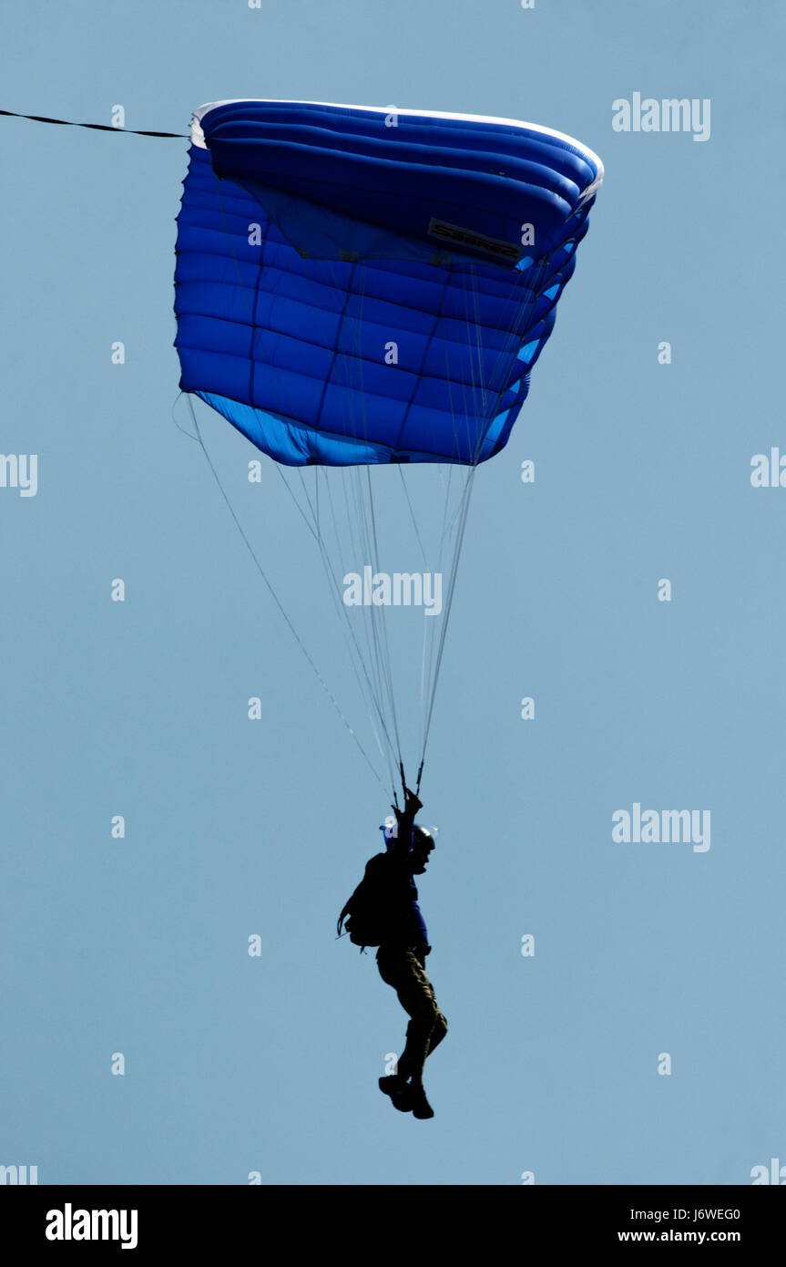 Skydiver with open sport parachute Stock Photo - Alamy