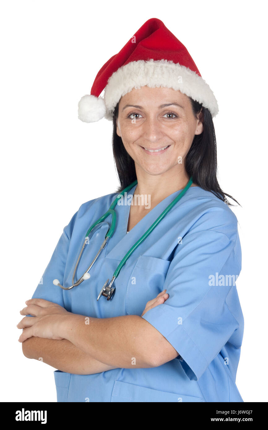 Attractive doctor woman christmas hat hi-res stock photography and ...