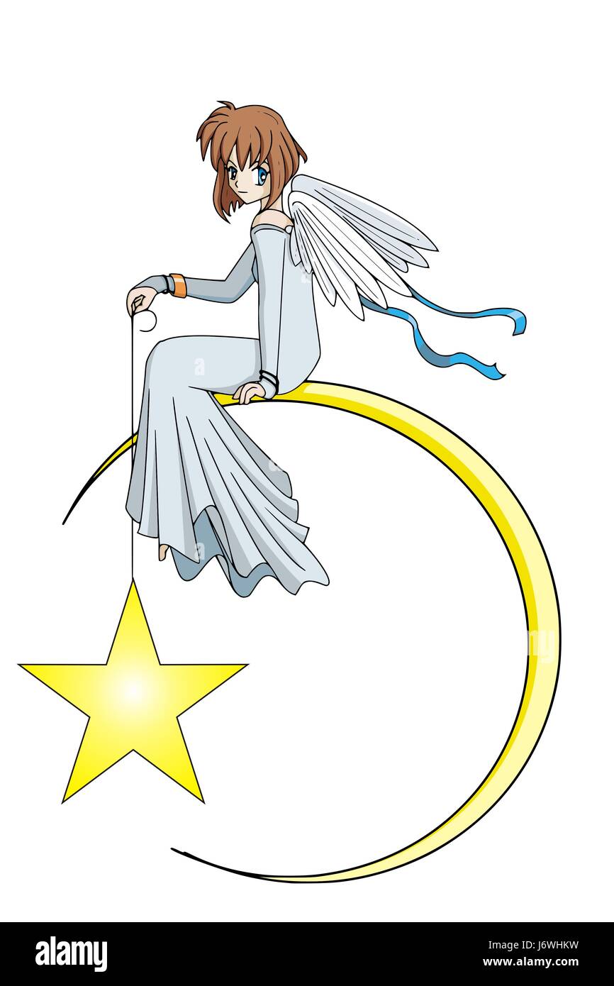 Angel with crescent moon hi-res stock photography and images - Alamy