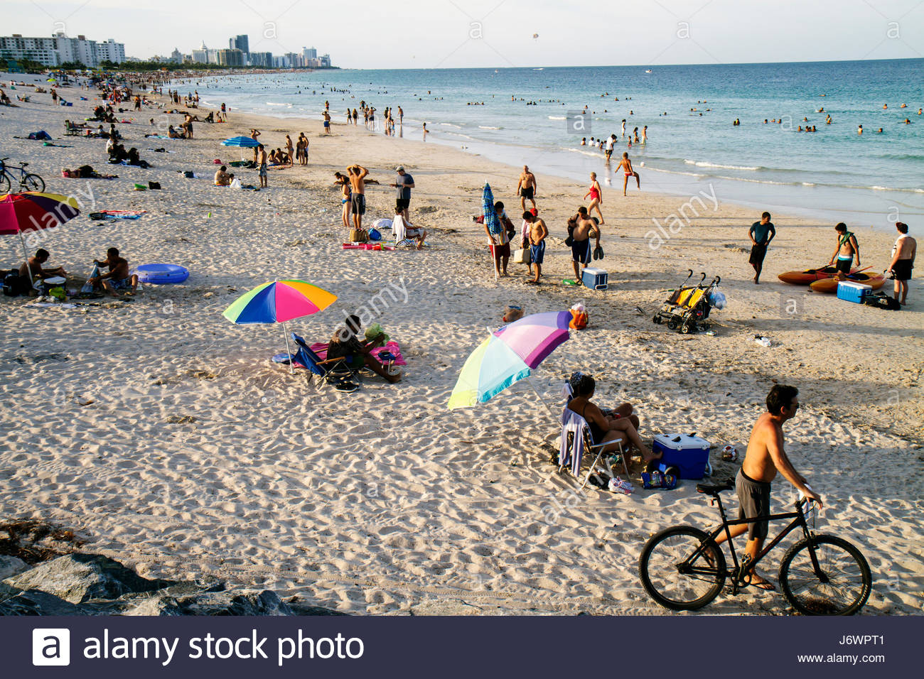 Sunbathers South Beach Miami Beach Stock Photos & Sunbathers South ...