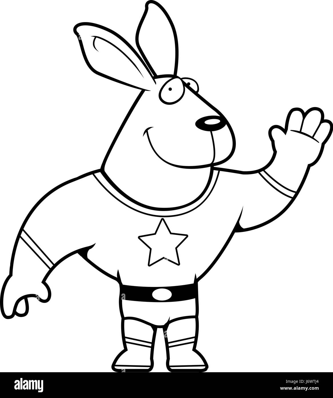 A happy cartoon superhero rabbit waving and smiling Stock Vector Image ...