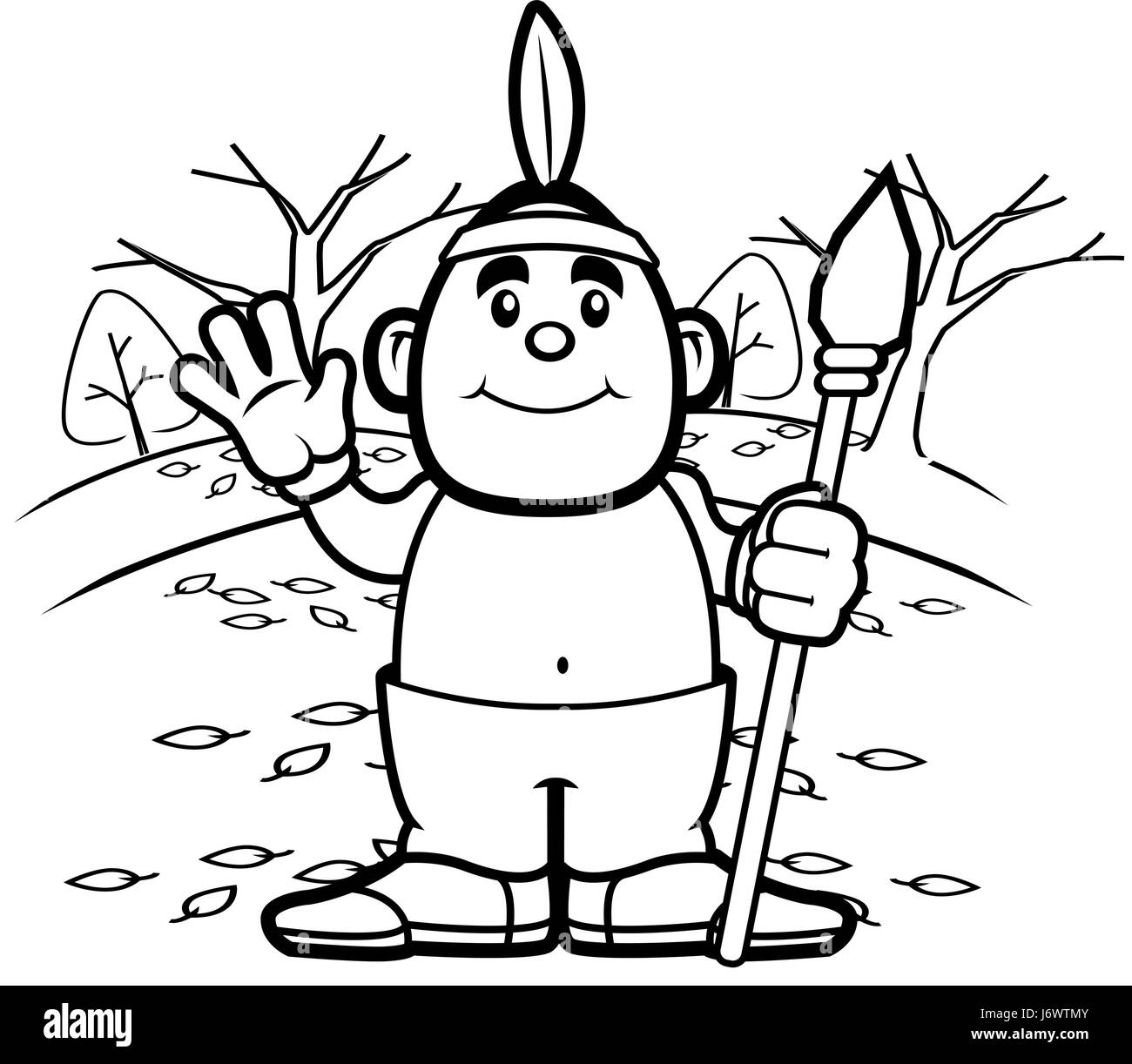 A happy cartoon Native American waving and smiling Stock Vector Image ...