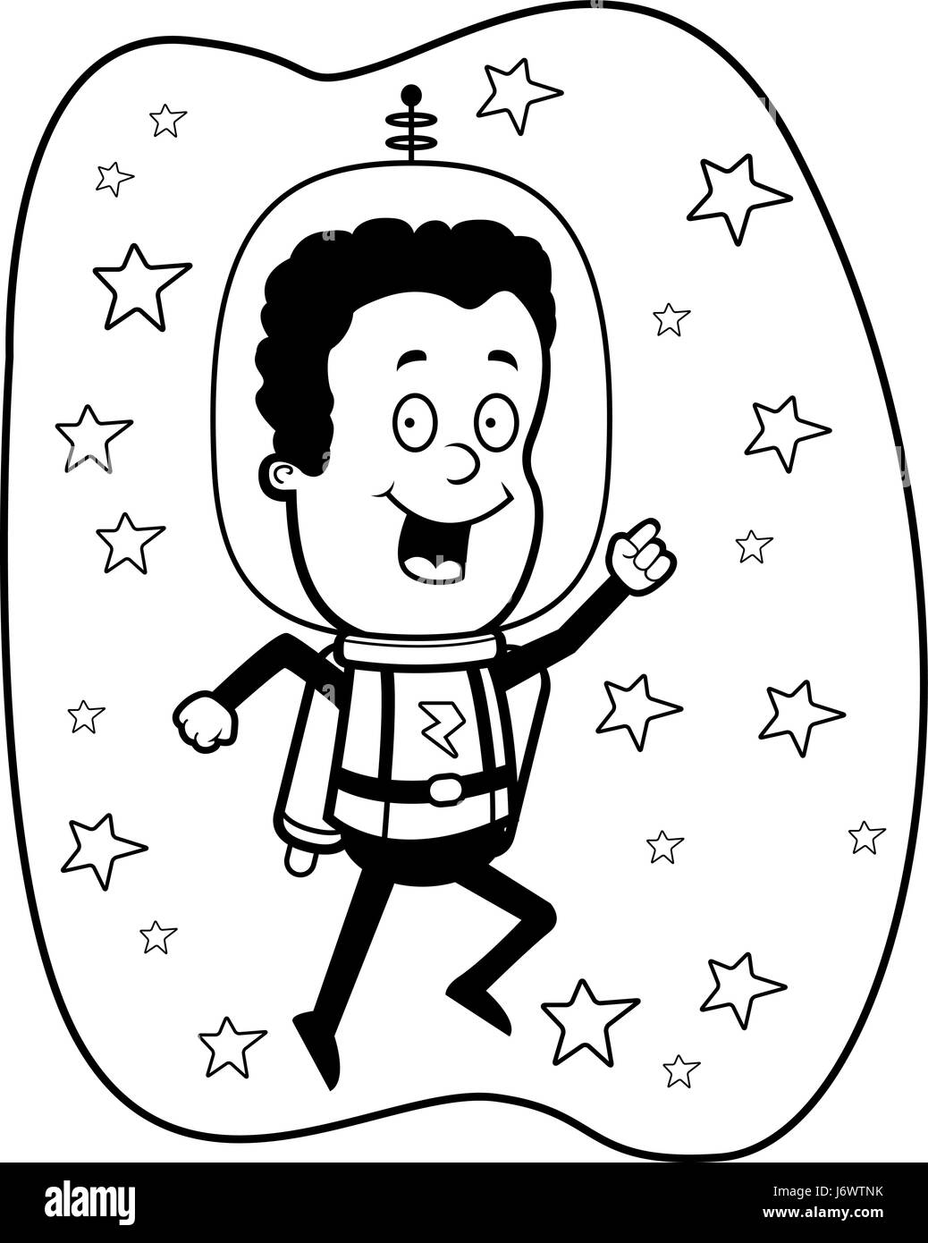 A happy cartoon astronaut boy in space with a jet pack Stock Vector ...