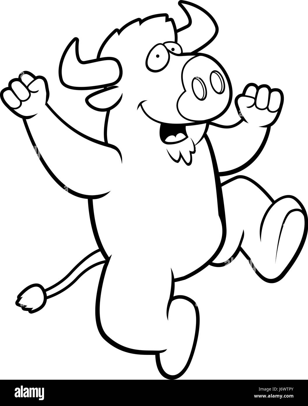 A happy cartoon buffalo jumping and smiling Stock Vector Image & Art ...
