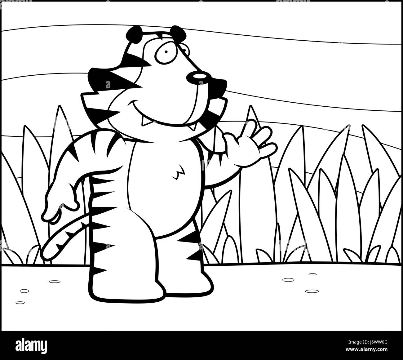 A happy cartoon tiger waving and smiling Stock Vector Image & Art - Alamy