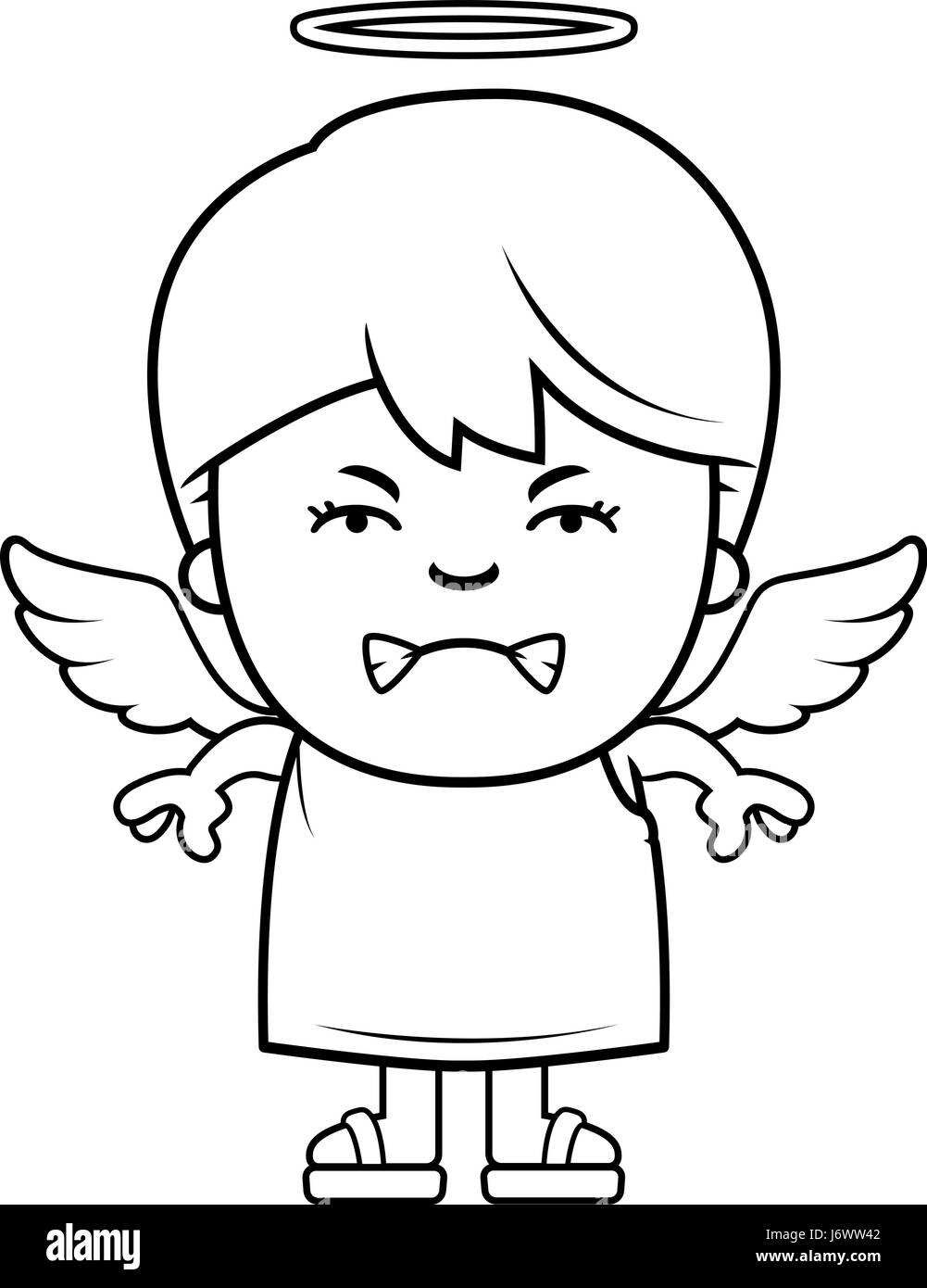 A cartoon illustration of a angel boy with an angry expression Stock ...