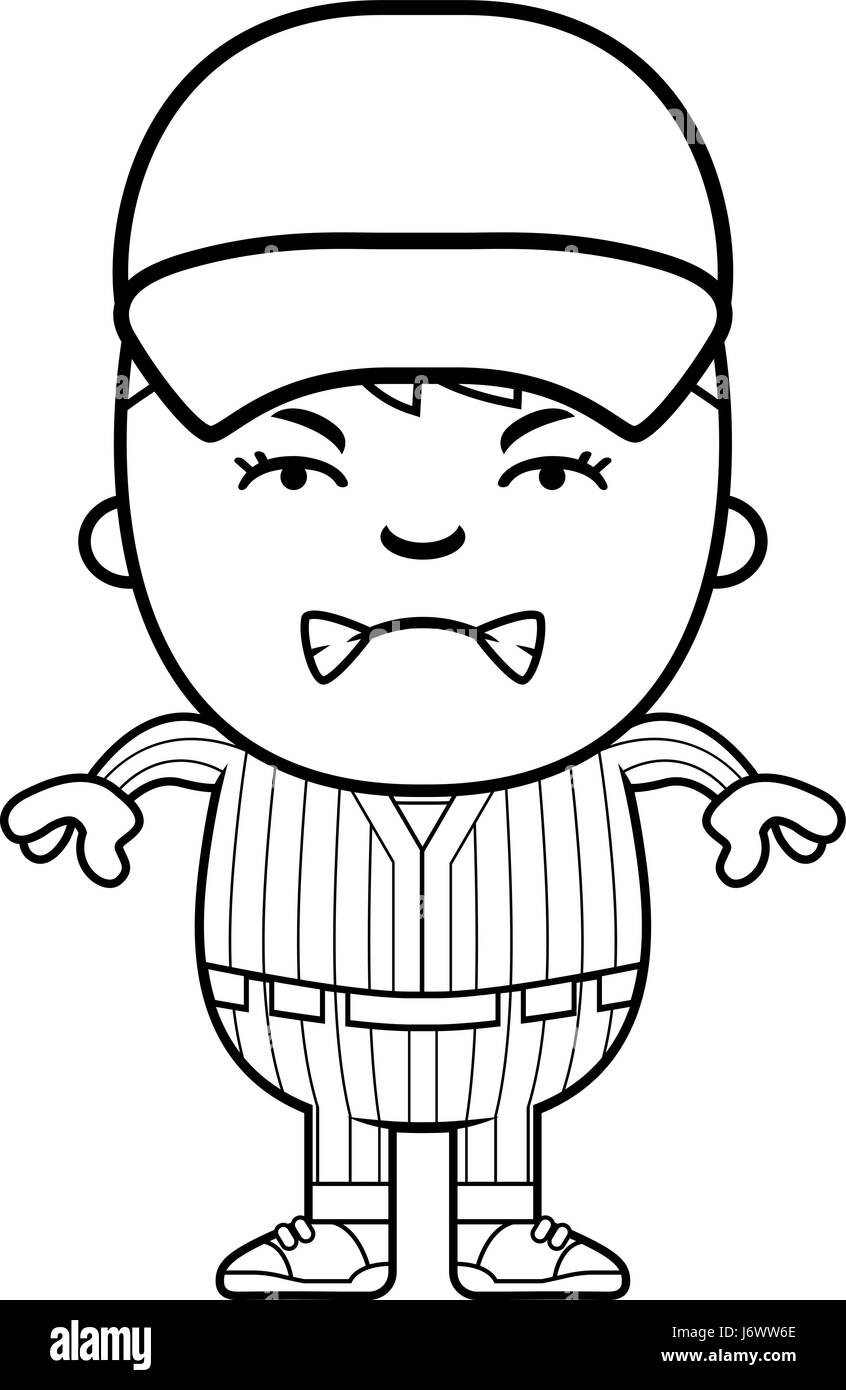 A cartoon illustration of a boy baseball player looking angry Stock ...