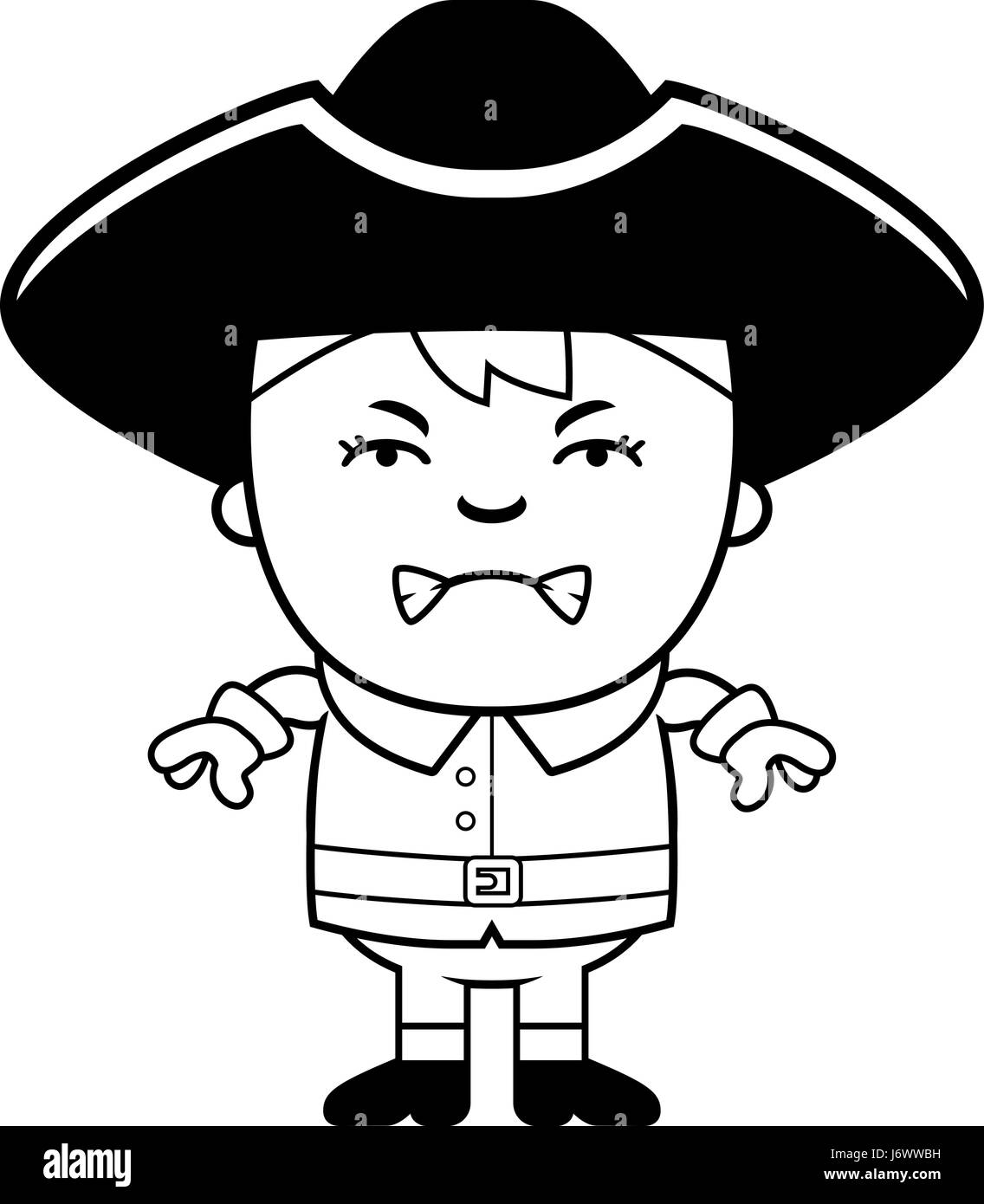 A cartoon illustration of a colonial boy with an angry expression Stock ...