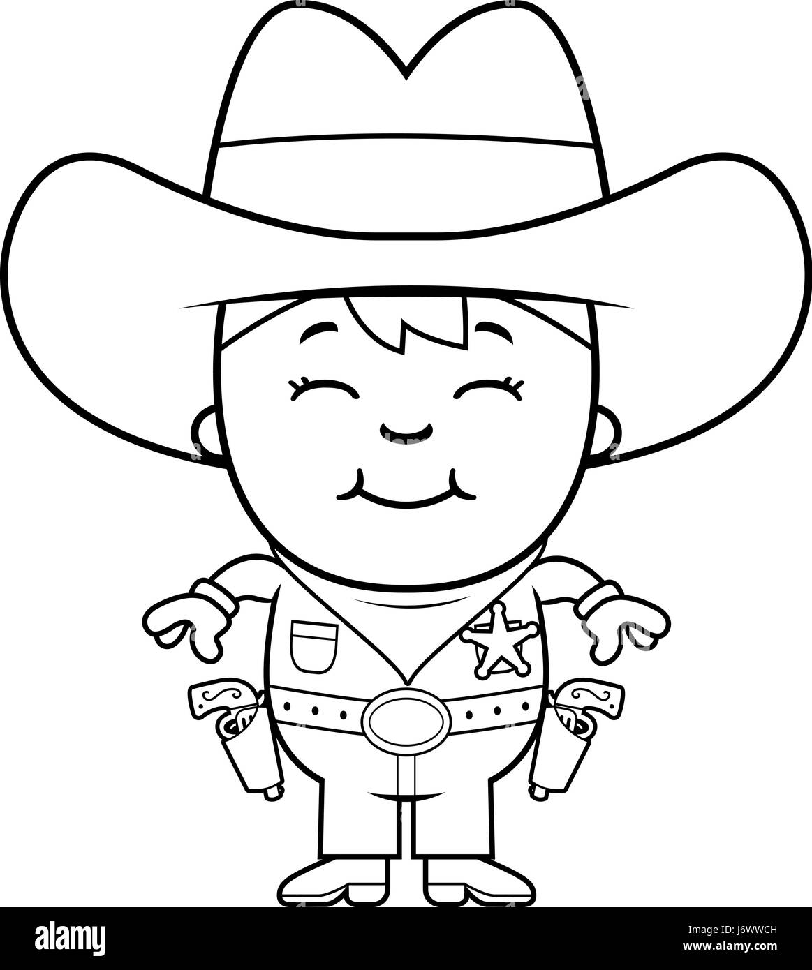 A happy cartoon kid sheriff standing and smiling Stock Vector Image ...