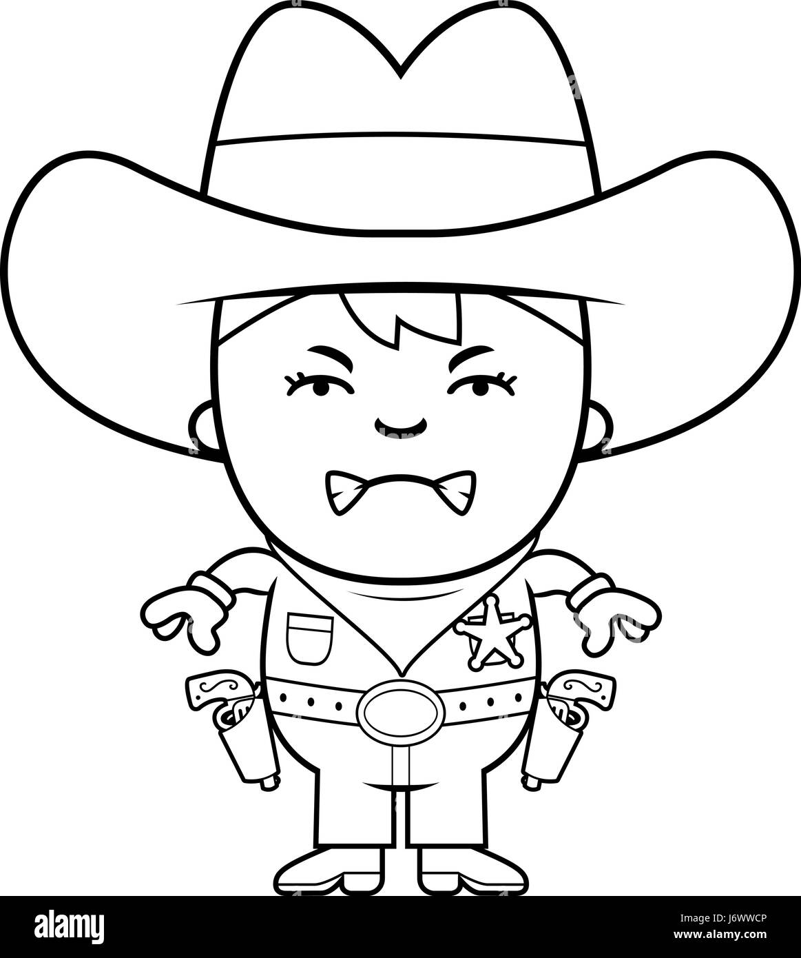 A cartoon illustration of a little cowboy looking angry Stock Vector ...