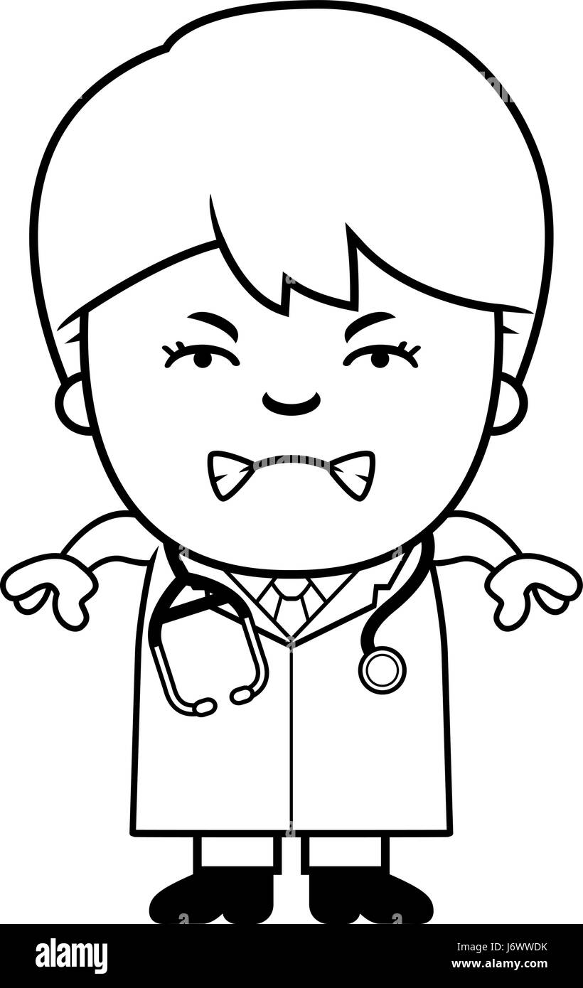 A cartoon illustration of a child doctor looking angry Stock Vector ...