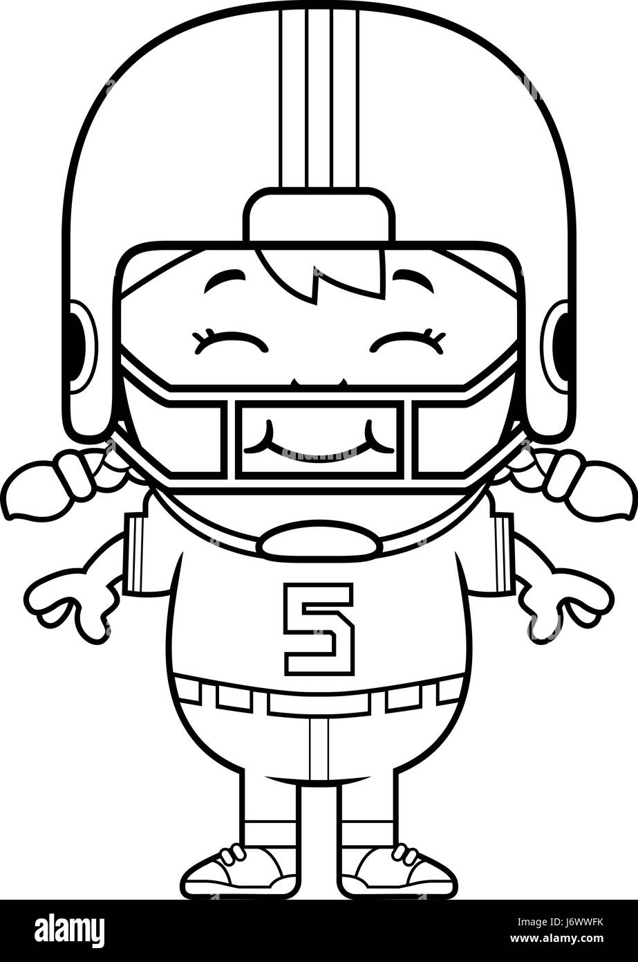 A cartoon illustration of a pee wee football player smiling Stock ...