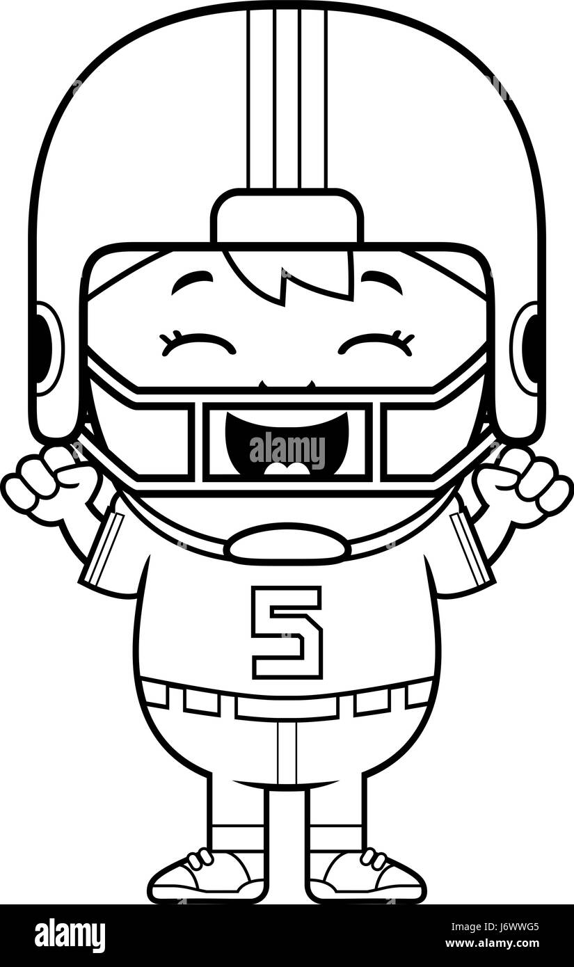 A cartoon illustration of a pee wee football player celebrating Stock ...