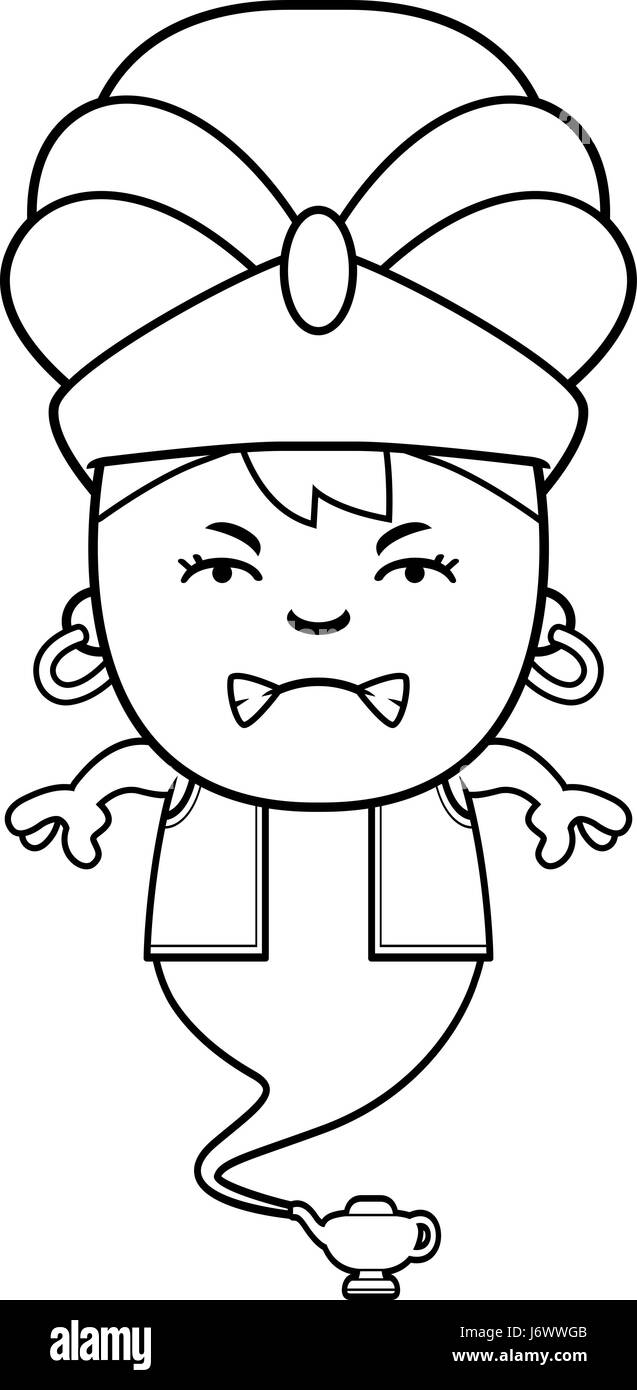 A cartoon illustration of a little genie looking angry Stock Vector ...