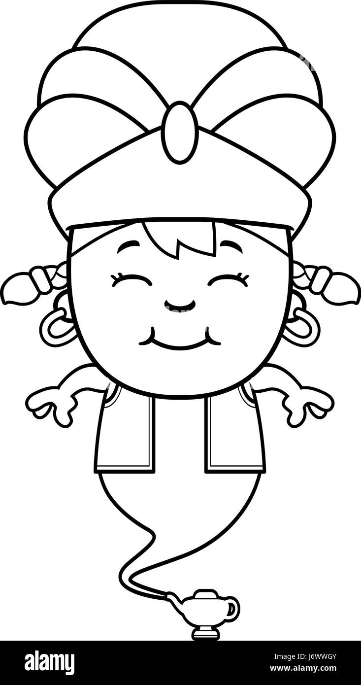 A cartoon illustration of a little genie smiling Stock Vector Image ...