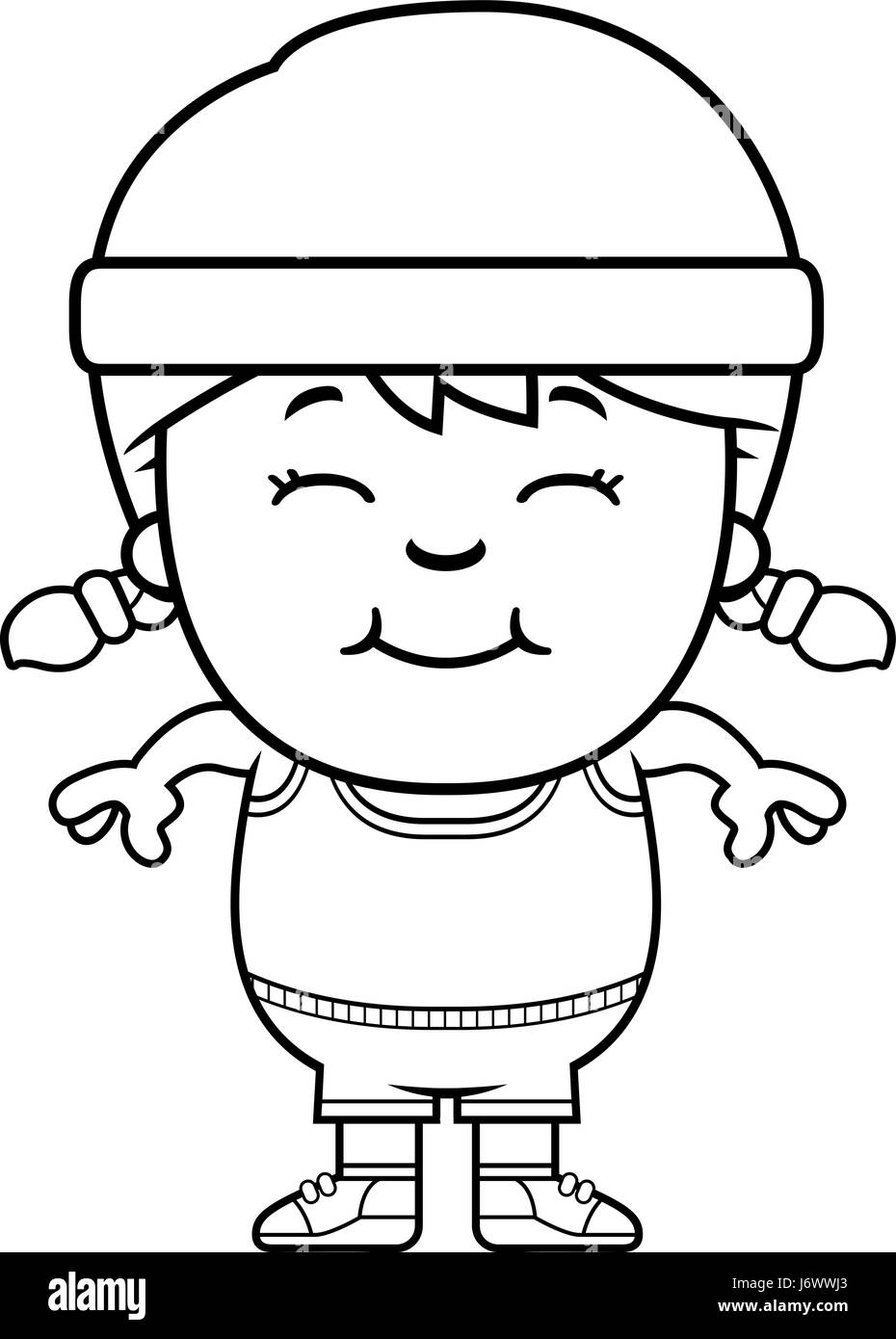 A cartoon illustration of an exercising child smiling Stock Vector ...