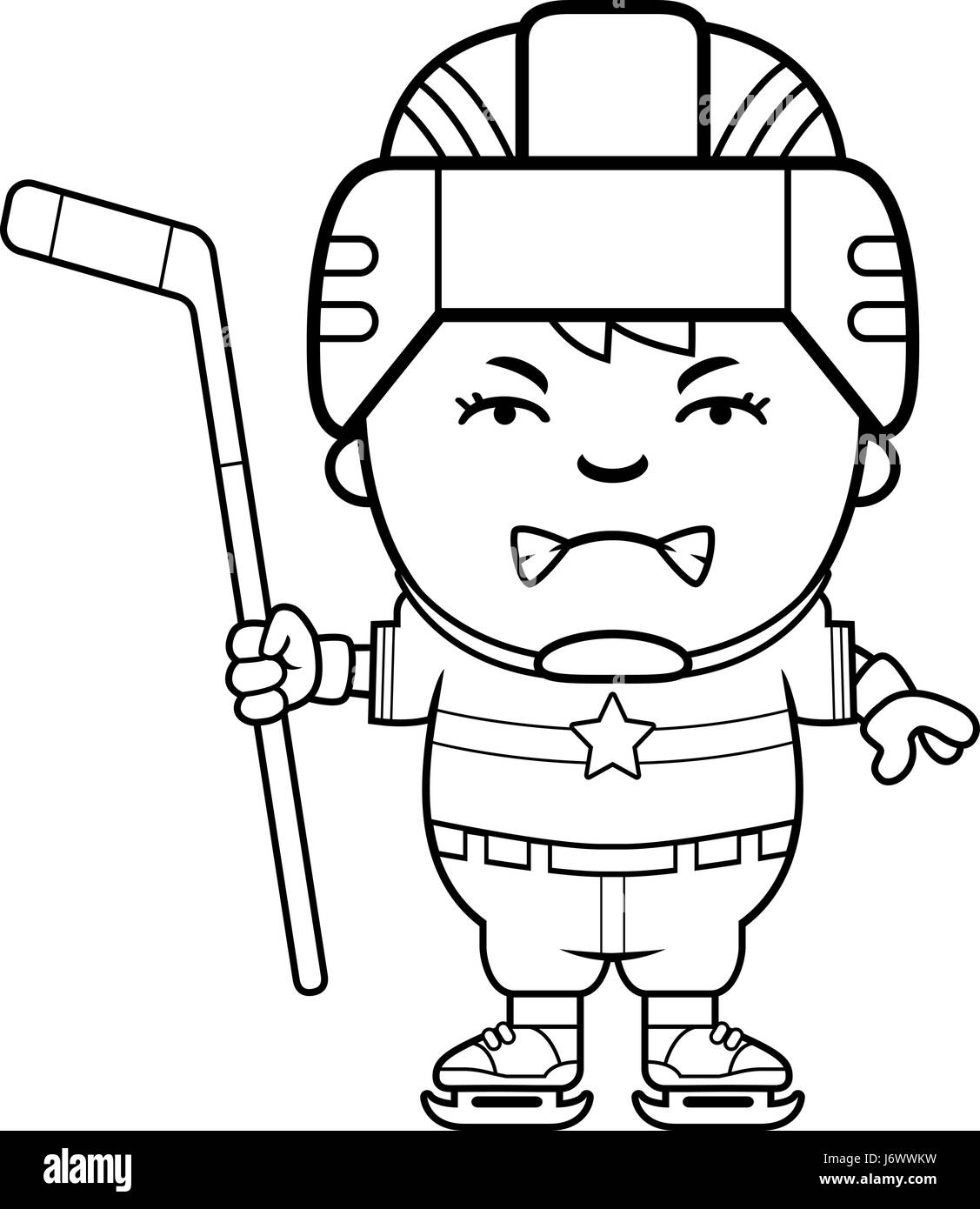 A cartoon illustration of a child hockey player looking angry Stock ...