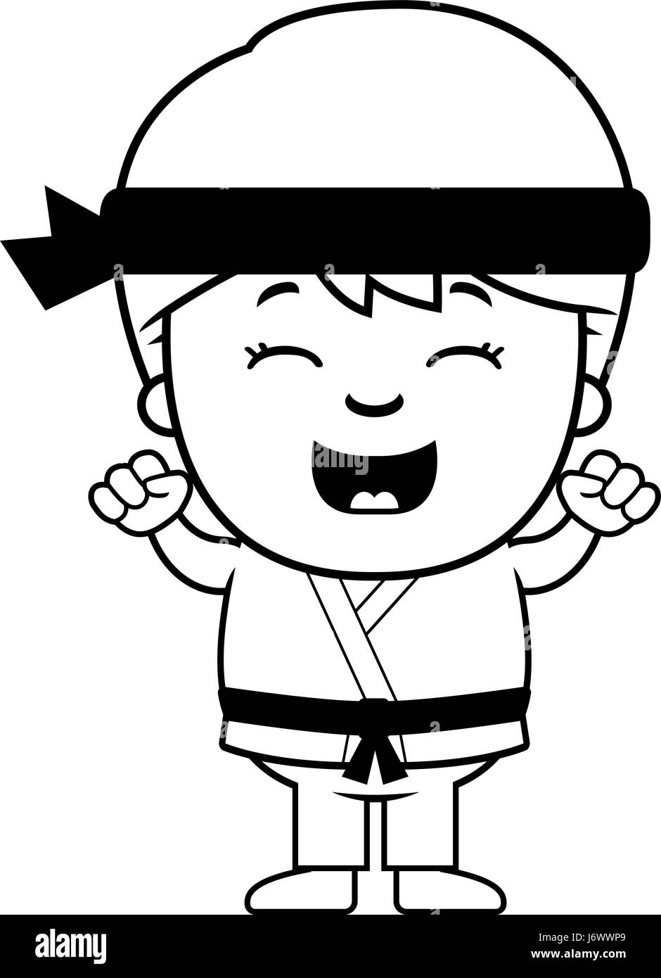 A cartoon illustration of a karate kid celebrating Stock Vector Image ...