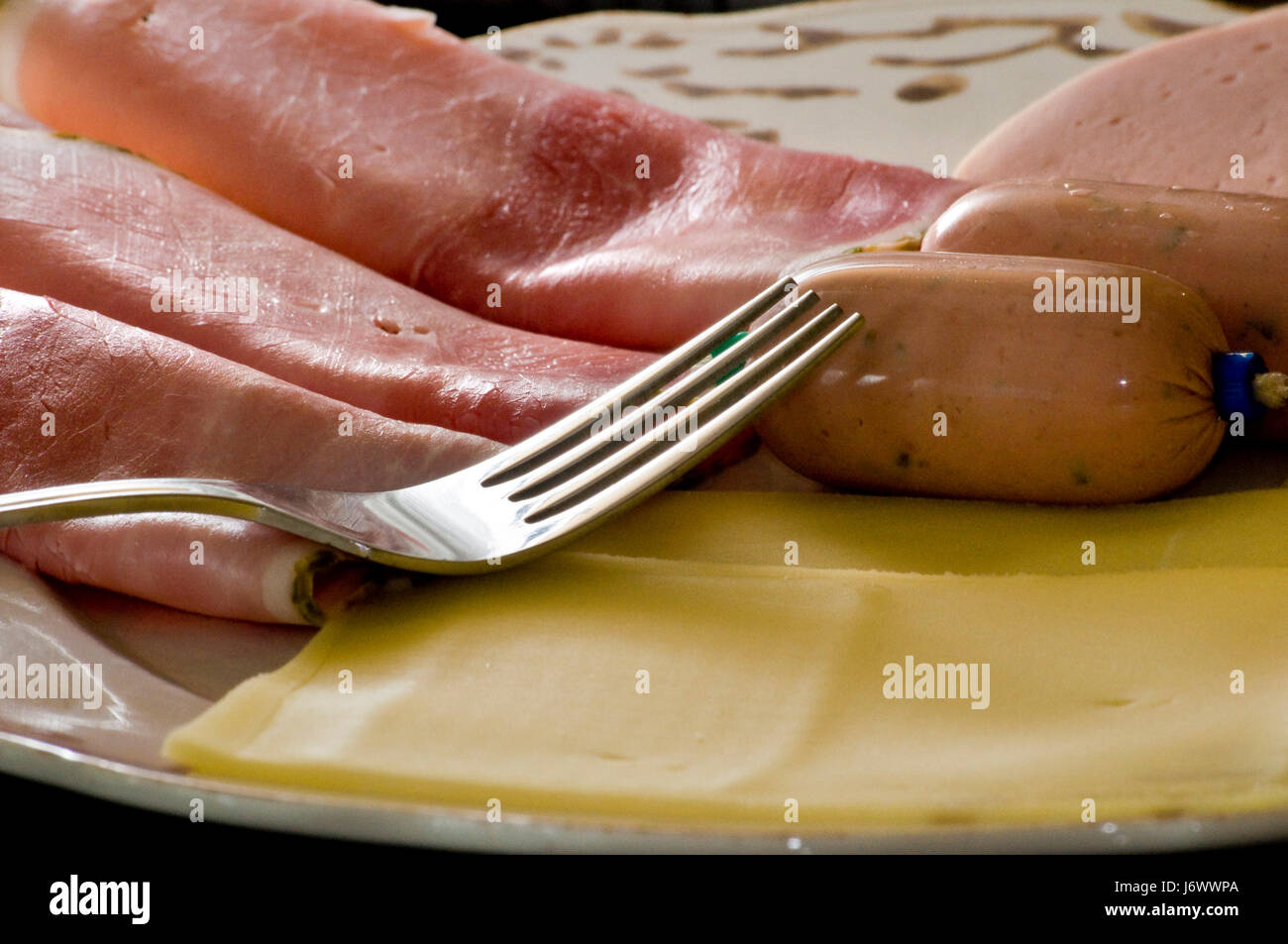 plate fork boiled cheese ham eating eat eats food breakfeast breakfast ...