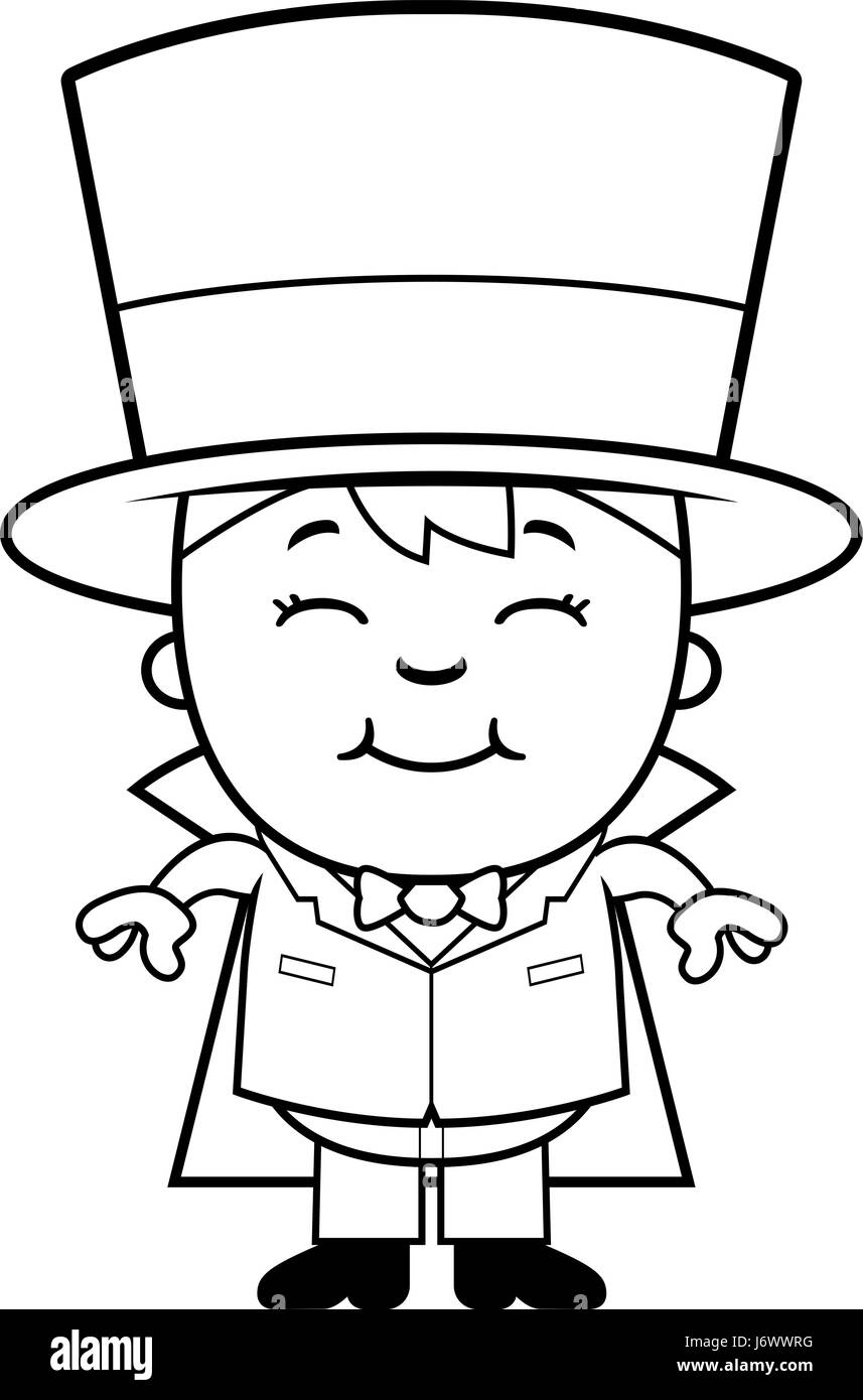 A happy cartoon kid magician standing and smiling Stock Vector Image ...