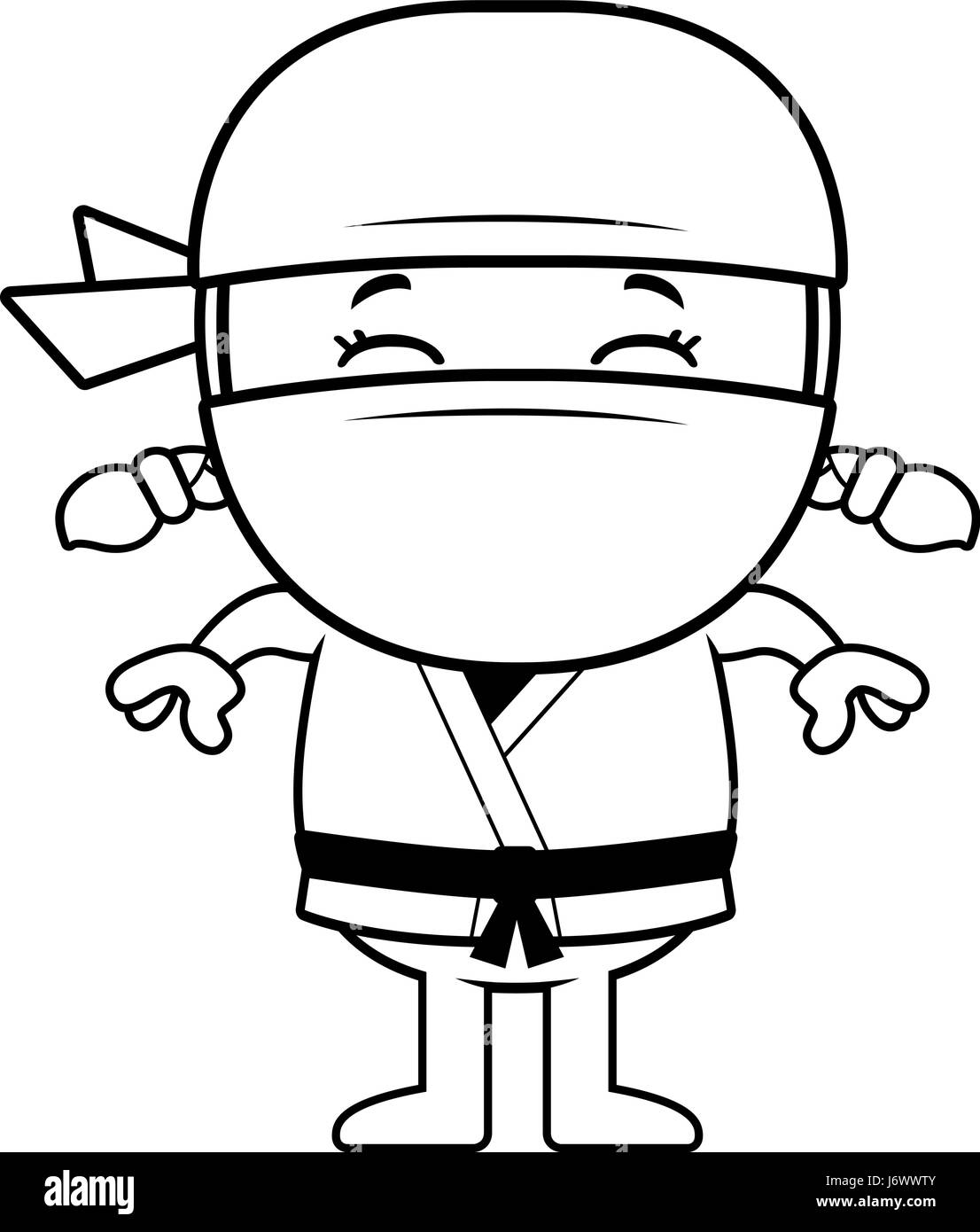 A cartoon illustration of a little ninja standing Stock Vector Image ...