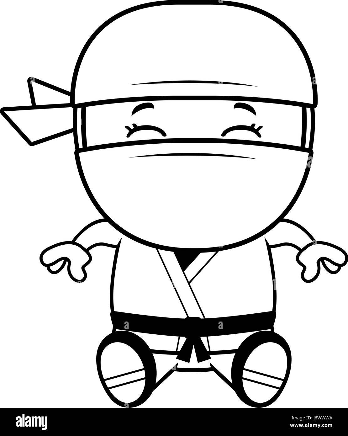 A cartoon illustration of a little ninja sitting Stock Vector Image ...