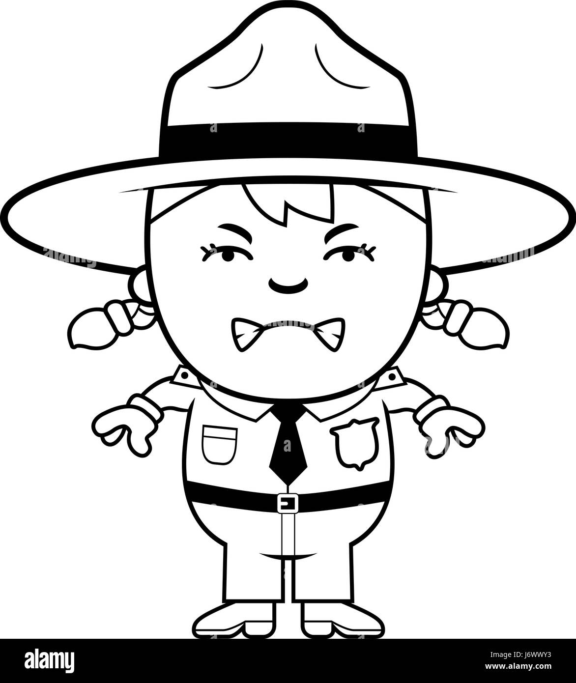 Cartoon illustration girl park ranger Black and White Stock Photos ...