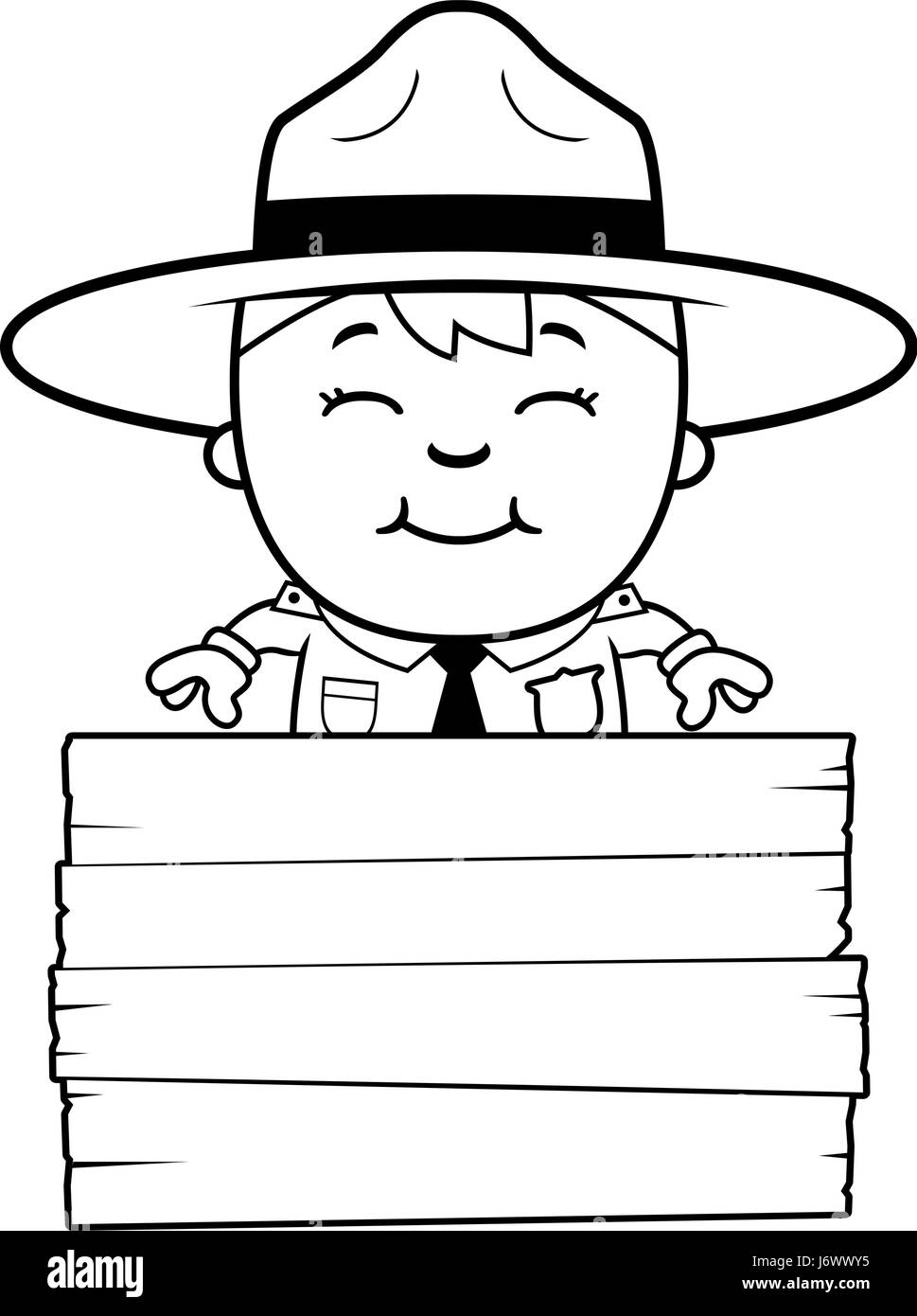 A cartoon illustration of a boy park ranger with a sign Stock Vector ...