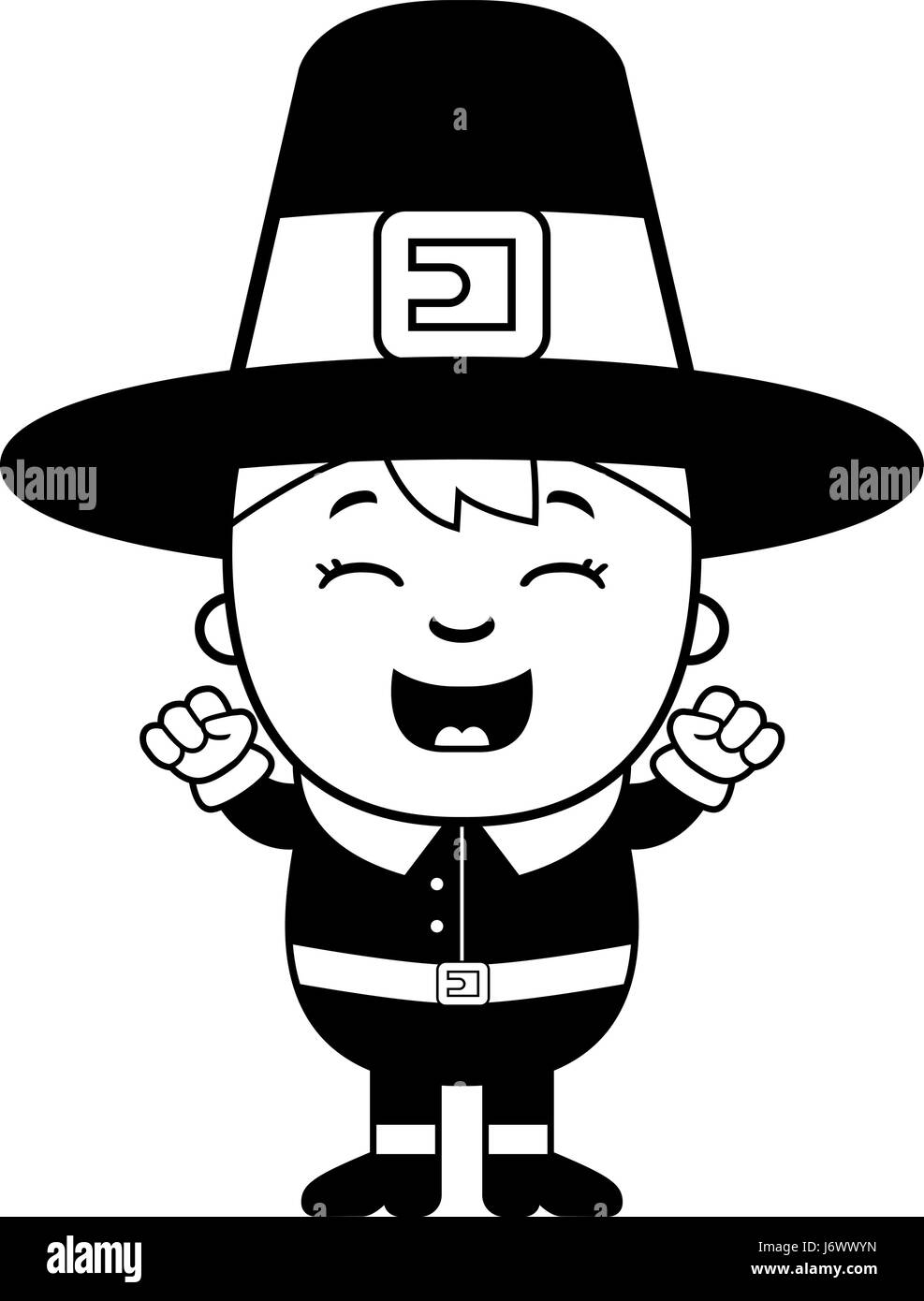 A cartoon illustration of a boy pilgrim looking excited Stock Vector ...