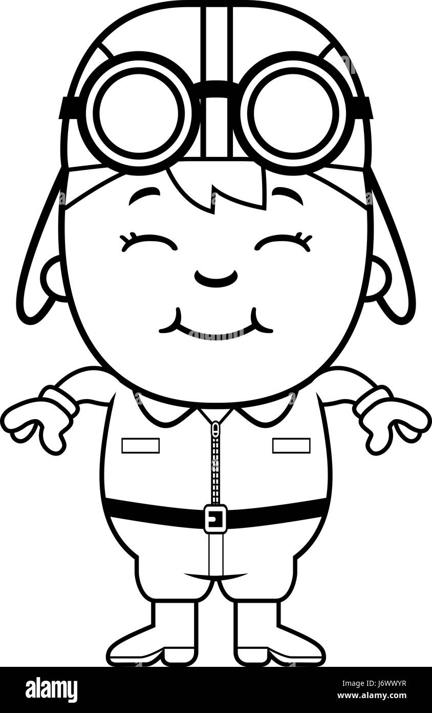 A cartoon illustration of a child pilot smiling Stock Vector Image ...