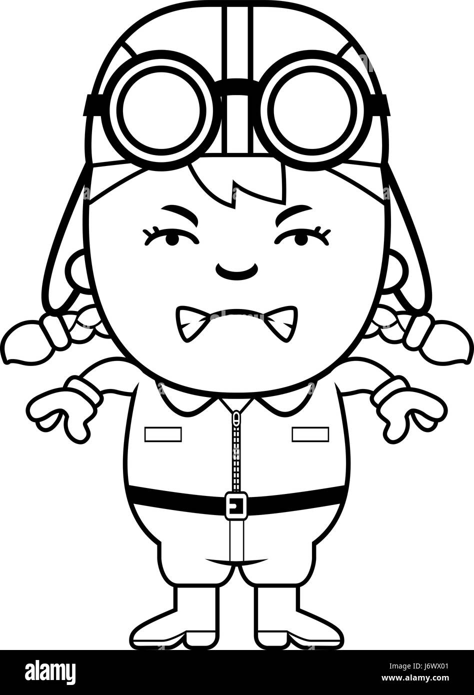 A cartoon illustration of a child pilot looking angry Stock Vector ...