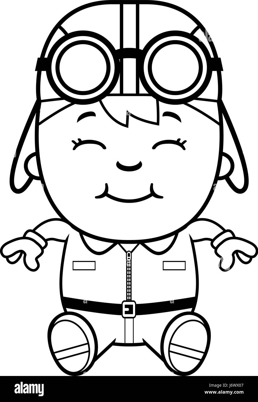 A cartoon illustration of a child pilot sitting Stock Vector Image ...