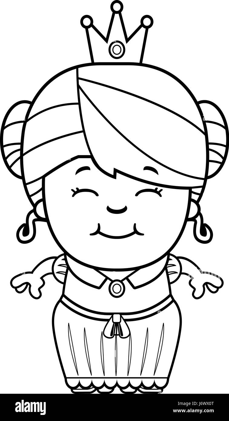 A cartoon illustration of a little princess standing and smiling Stock ...