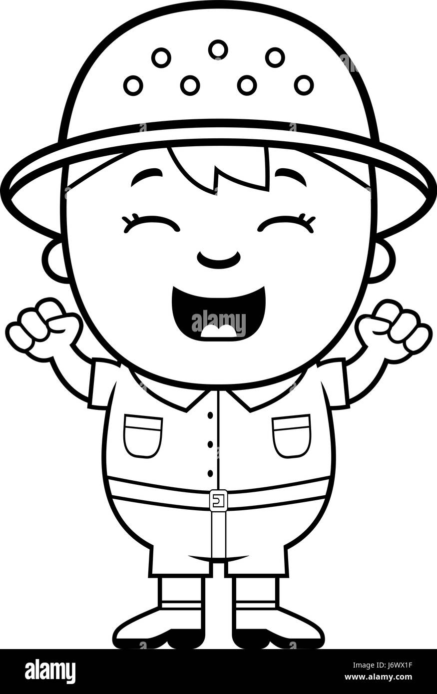 A cartoon illustration of a boy explorer looking excited Stock Vector ...