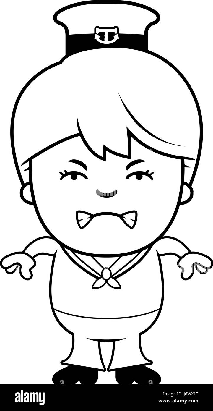 A cartoon illustration of a little sailor looking angry Stock Vector ...