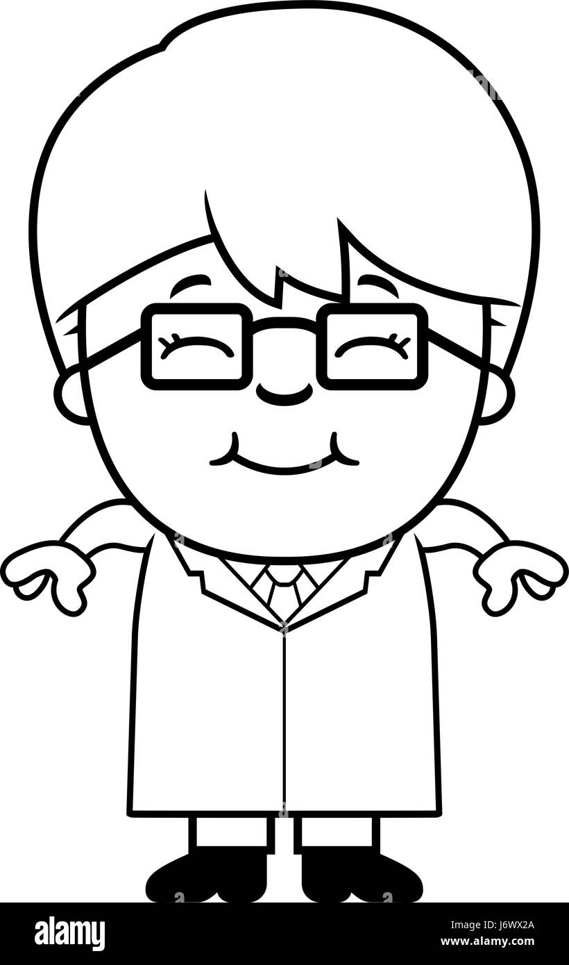 A cartoon illustration of a little scientist smiling Stock Vector Image ...